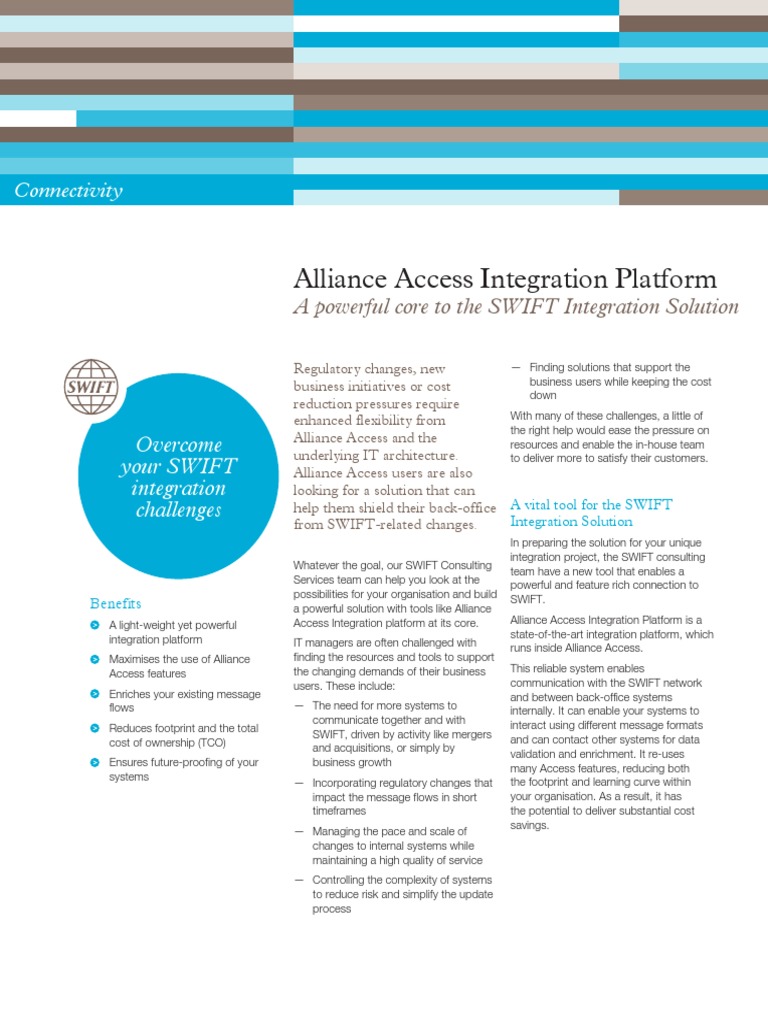Swift Alliance Access Integration Platform Factsheet Pdf Mergers