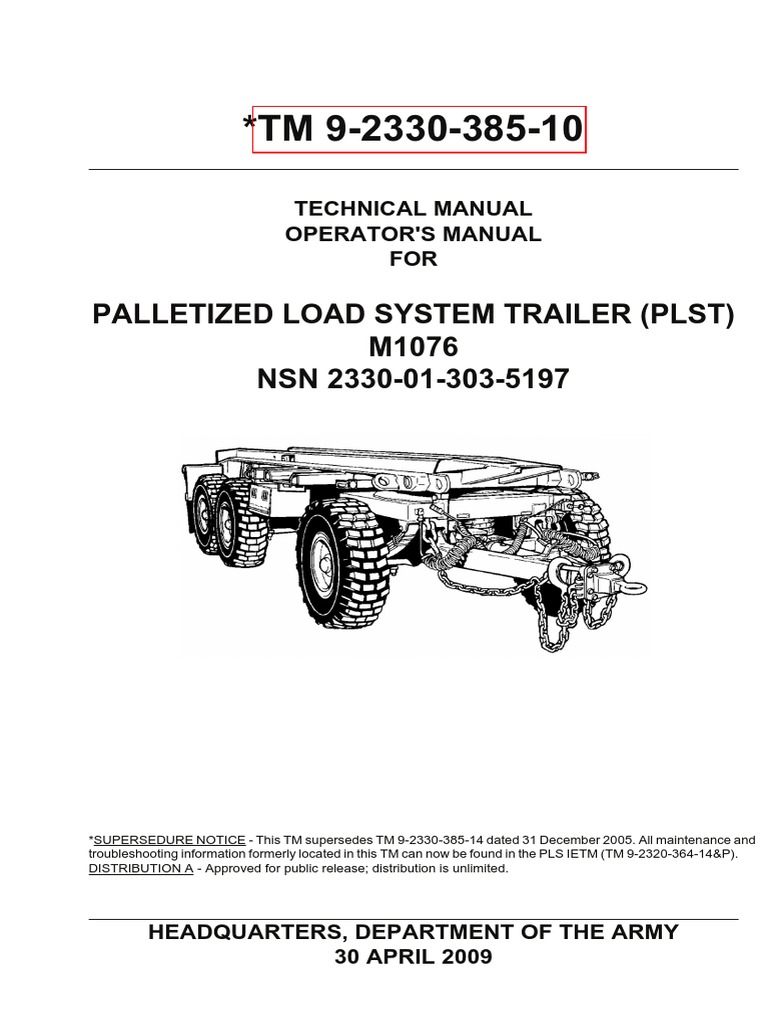 TM-9-2330-385-10 PLS Trailer | PDF | Crane (Machine) | Tire
