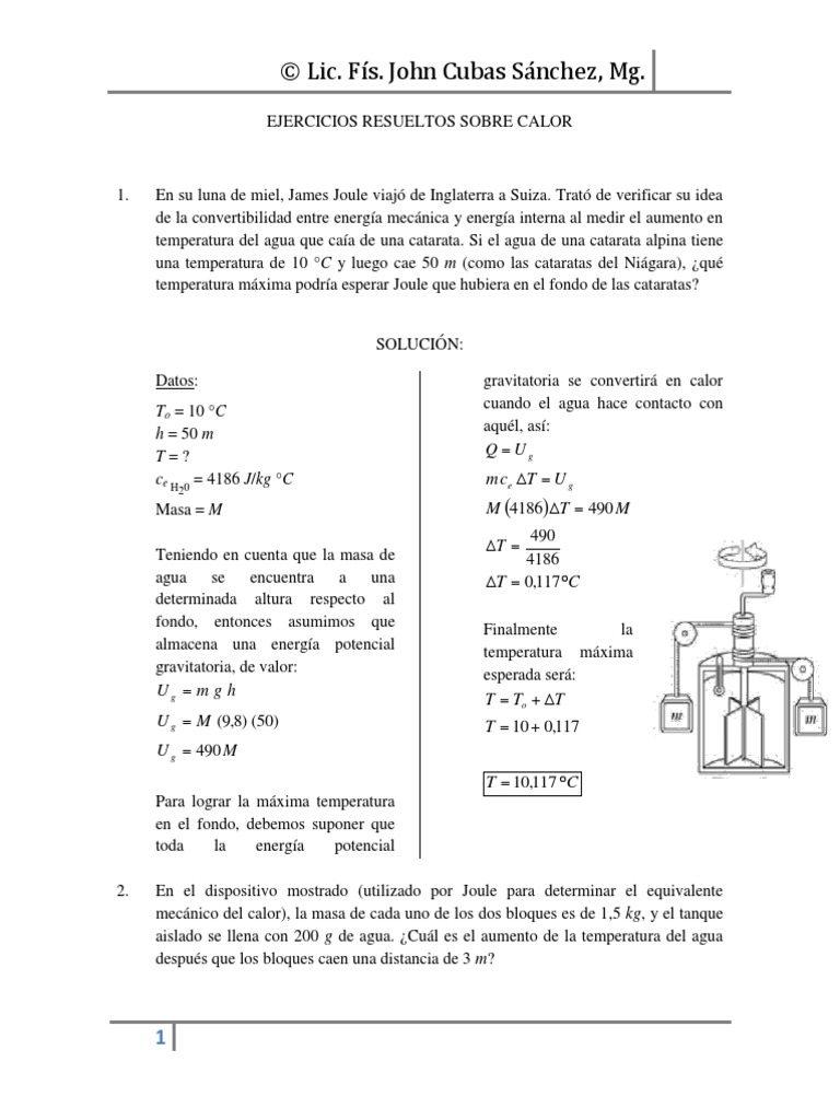 Ejercicios Resueltos Sobre Calor PDF | Calor | Agua