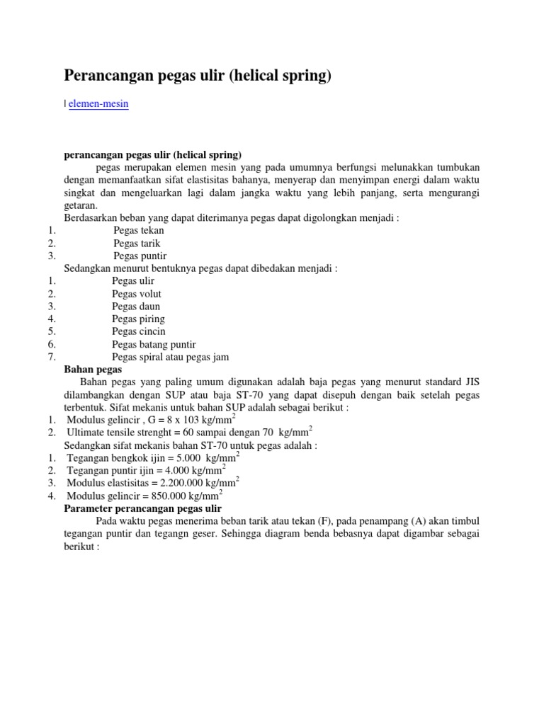 Perancangan Pegas Ulir | PDF
