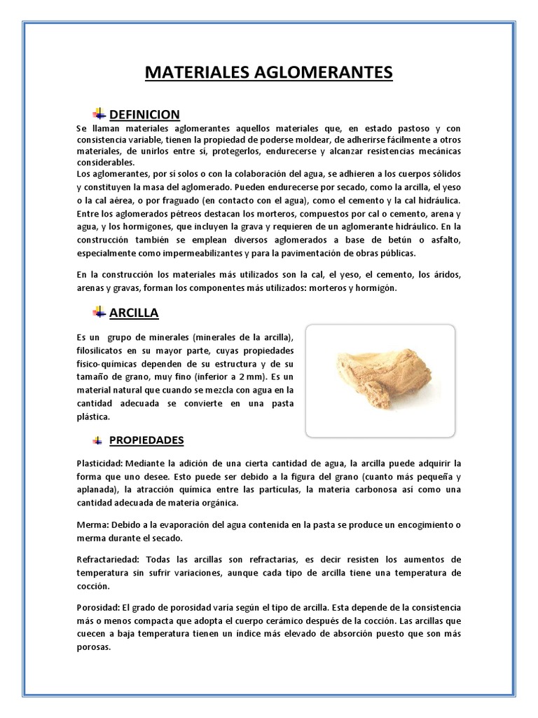 Aglomerantes | PDF | Cemento | Yeso