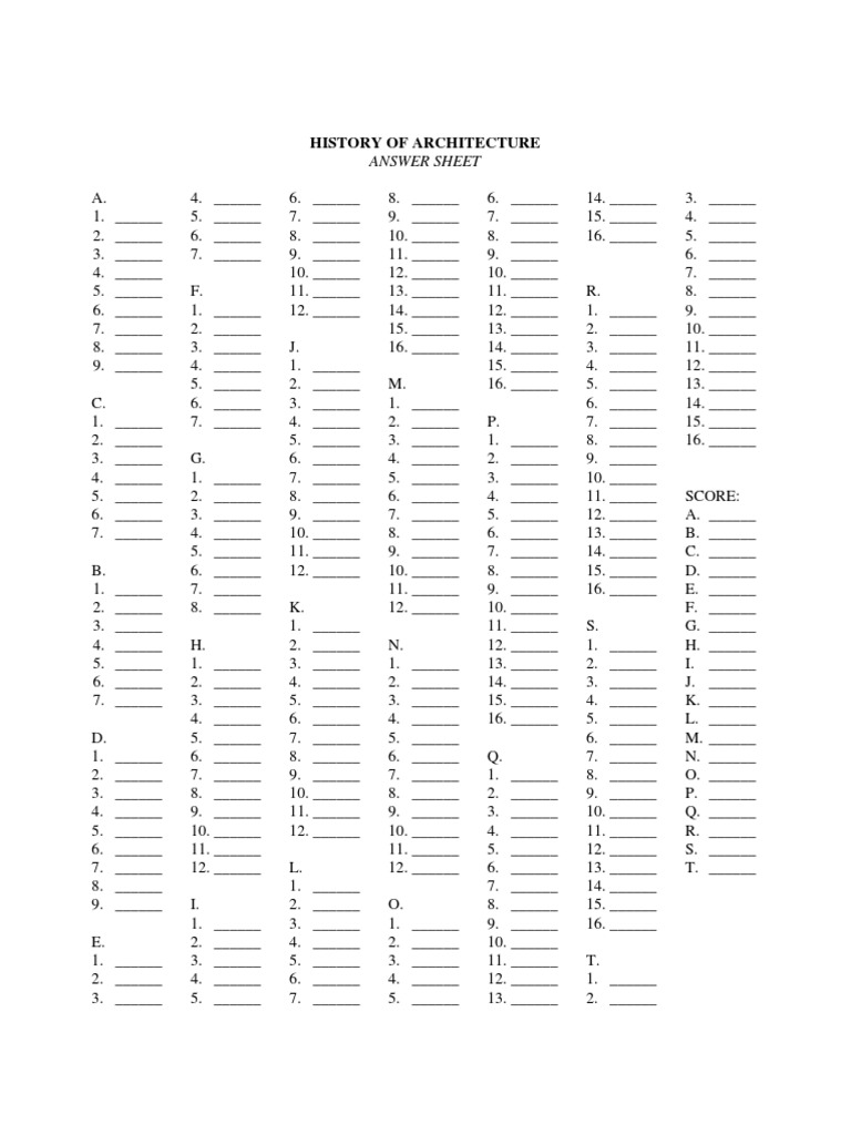 History of Architecture-Answer Sheet | PDF