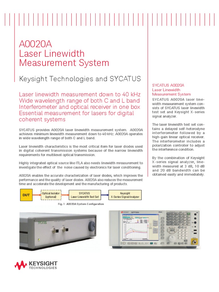 A0020A Laser Linewidth Measurement System: Keysight Technologies and ...