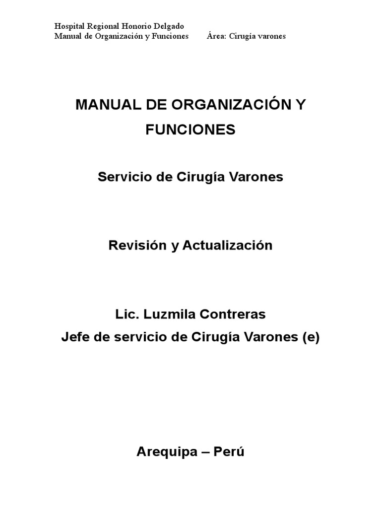 Manual de Organizacion y Funciones Varones | PDF | Enfermería | Hospital