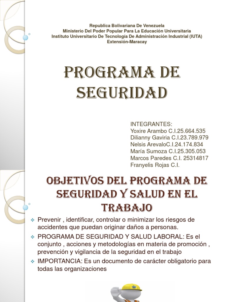 Programa De Seguridad | Seguridad y salud ocupacional | Business
