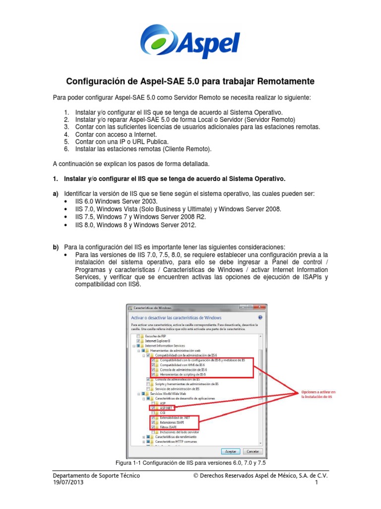 Configuracion de Aspel-SAE 5.0 Para Trabajar Remotamente | Servicios de Información de Internet ...