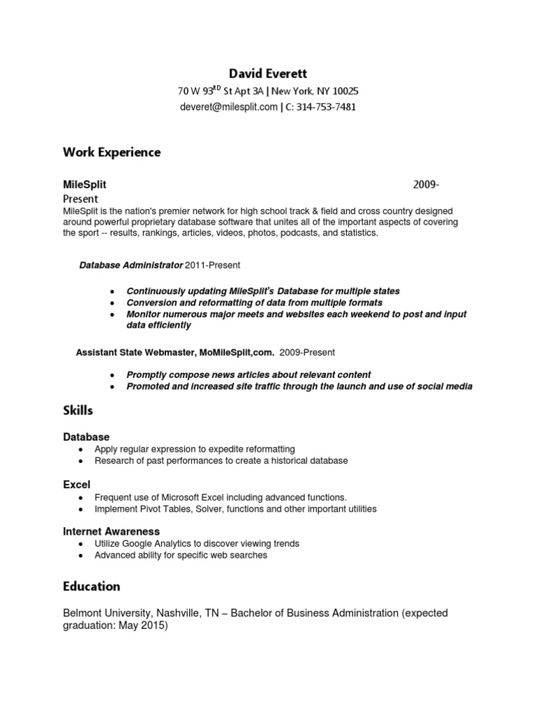 David Everet Résumé | PDF | Business | Computers
