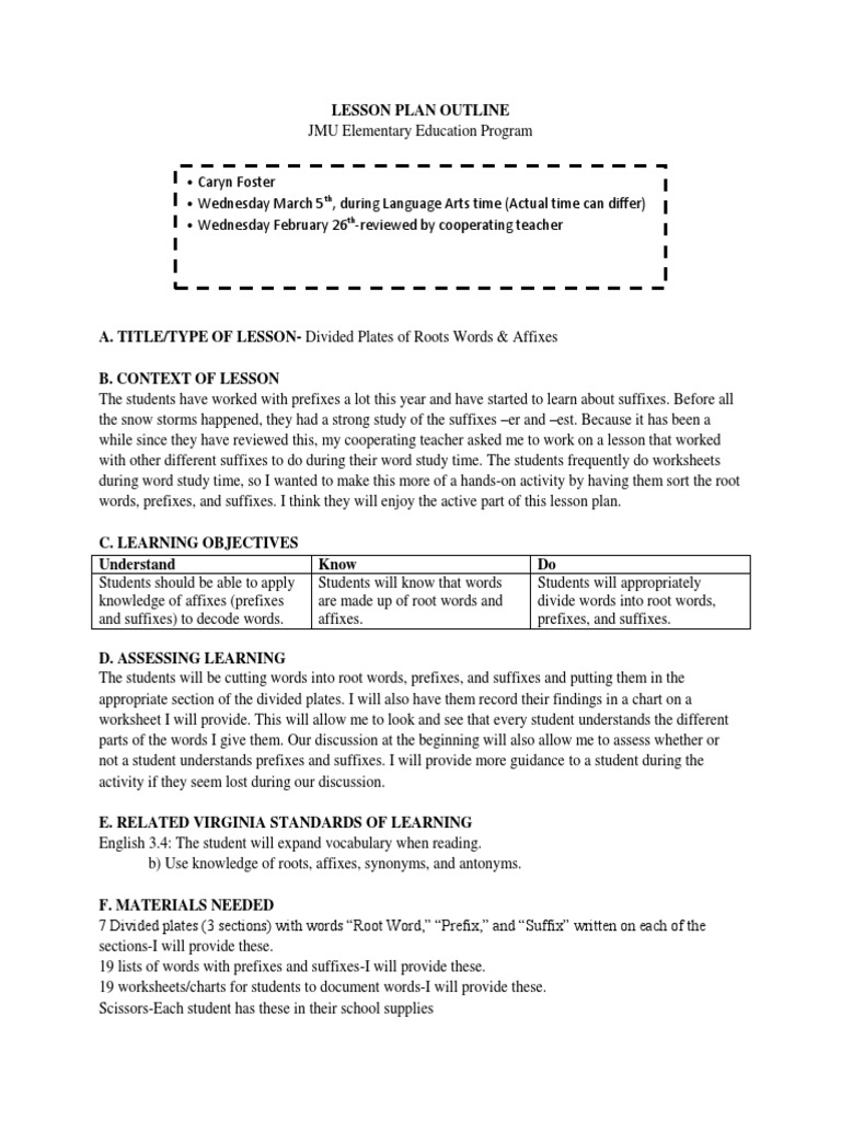 Word Study Lesson Plan | PDF | Lesson Plan | Linguistics