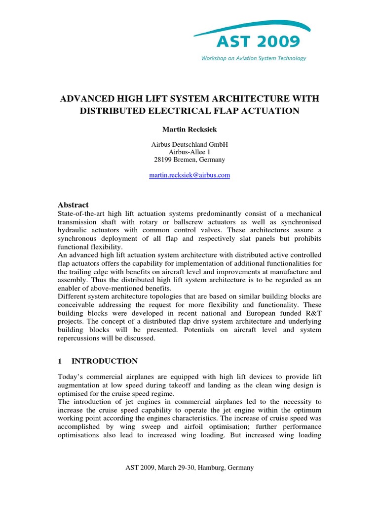 Advanced High Lift System Architecture | PDF | Flap (Aeronautics ...