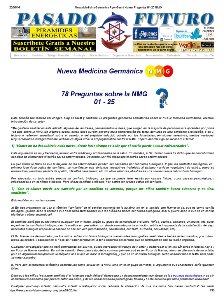 Nueva Medicina Germanica Ryke Geerd Hamer Preguntas 01-25 NMG PDF | PDF | Cáncer | Depresión ...