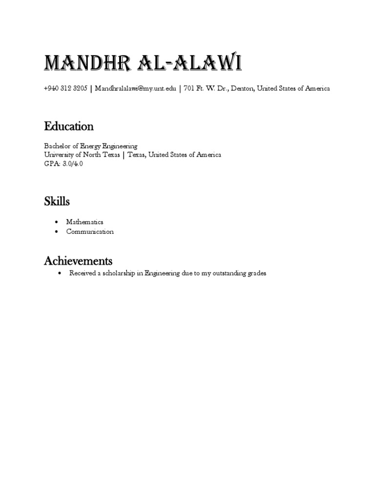 Energy Engineering Student Profile | PDF