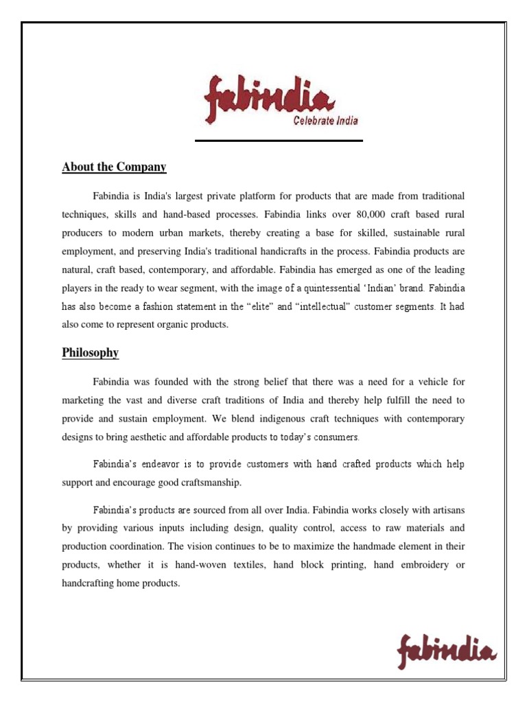Fabindia Merchandising Project | PDF | Retail | Clothing