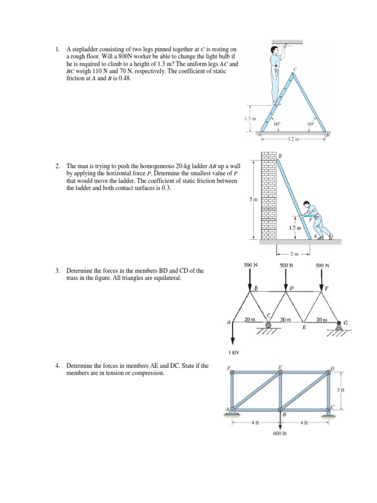 Ladder Stability and Force Analysis | PDF