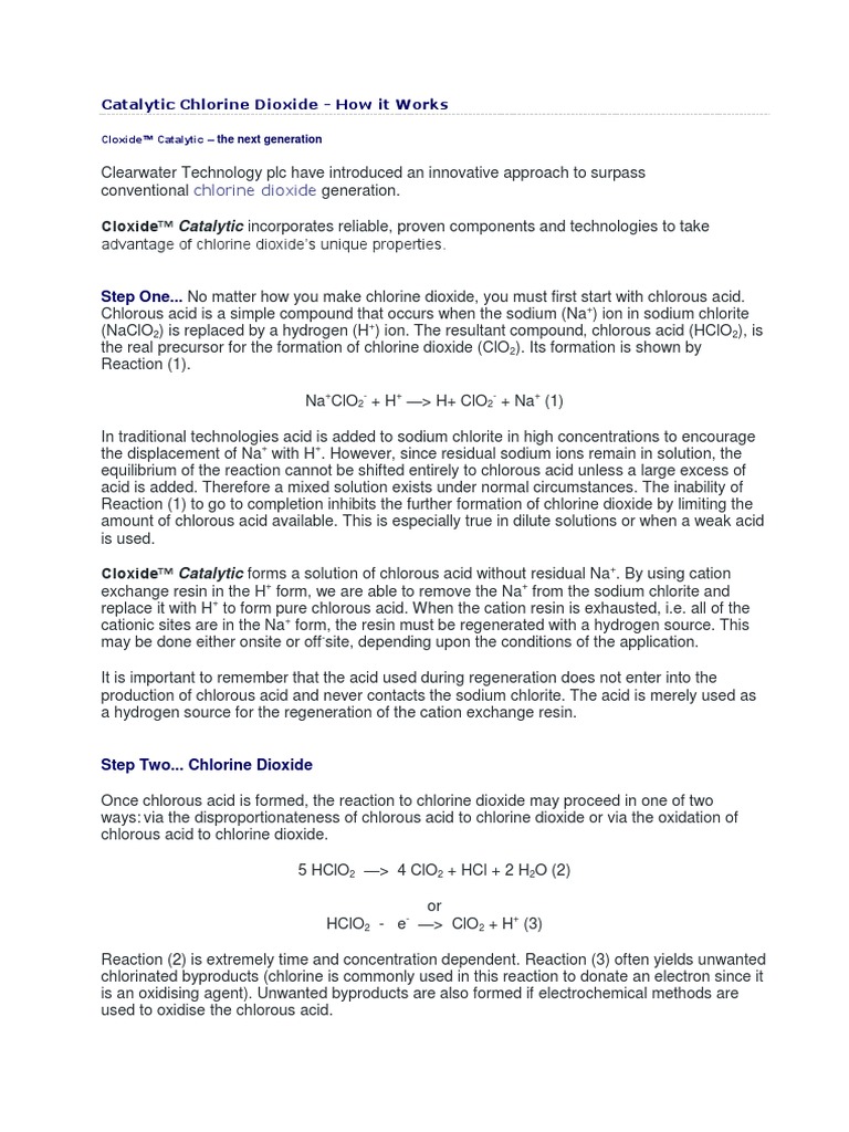 Catalytic Chlorine Dioxide - How It Is Work | PDF | Chlorine | Chemical ...