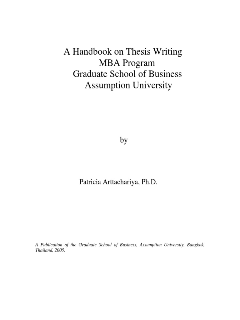 A Handbook MBA Thesis PDF | Download Free PDF | Hypothesis | Sampling ...
