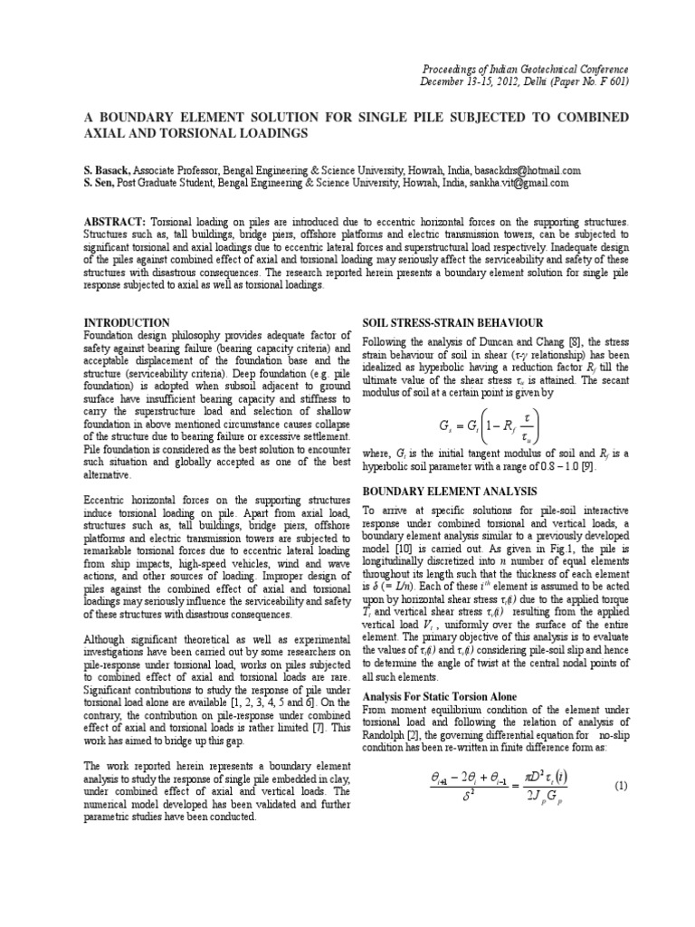 Analysis of Single Pile Response Under Combined Axial and Torsional ...