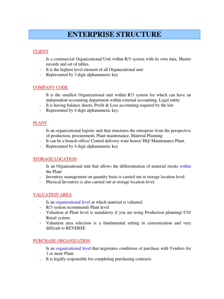 Enterprise Structure: Client | PDF | Business | Finance & Money Management