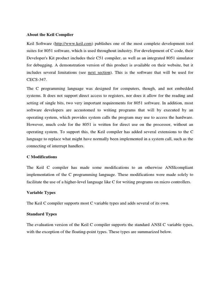 About The Keil Compiler | PDF | C (Programming Language) | Subroutine