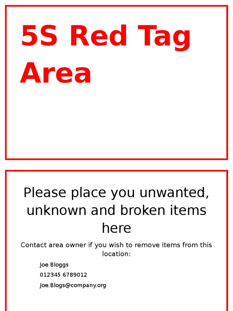 5S Red Tag Area Guidelines | PDF