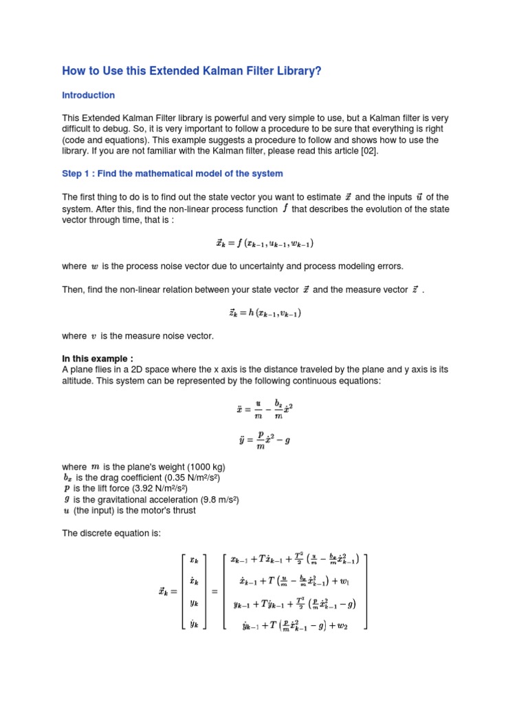 How To Use This Extended Kalman Filter Library | PDF | Kalman Filter ...