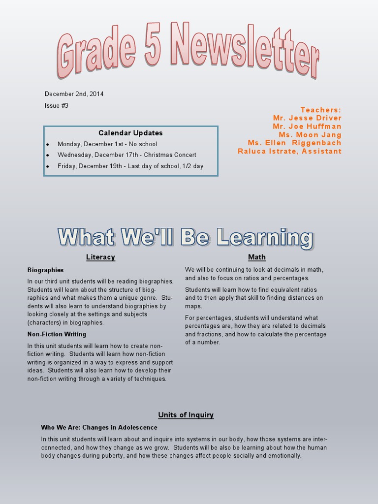 Unit 3 Newsletter | PDF