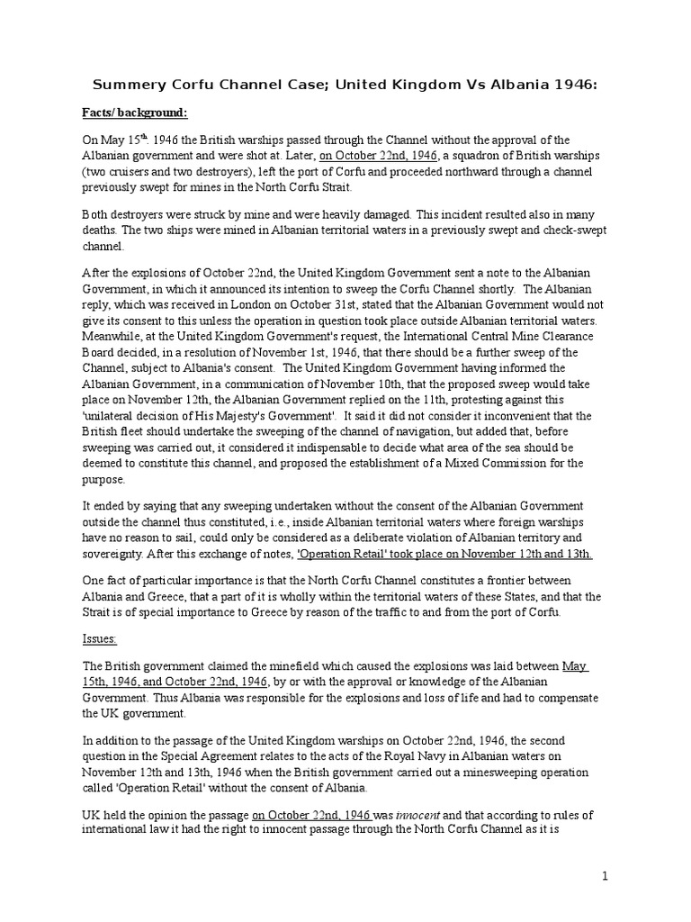 Corfu Channel Case | PDF