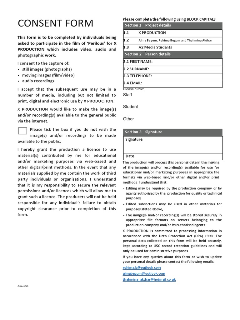 Consent Forms For Actors | PDF