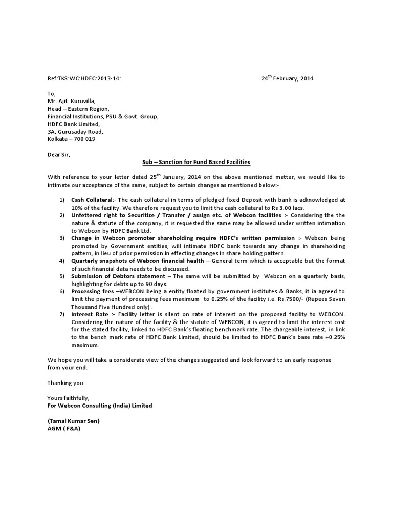 Reply Sanction Letter | PDF
