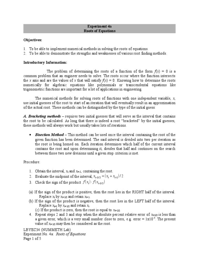 NUMMETH 04a - Roots of Equations | PDF | Numerical Analysis | Computational Science