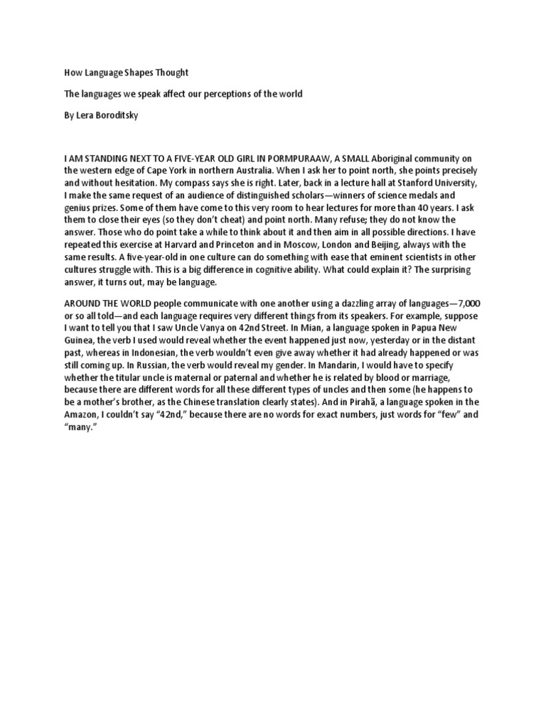 How Language Shapes Thought | PDF