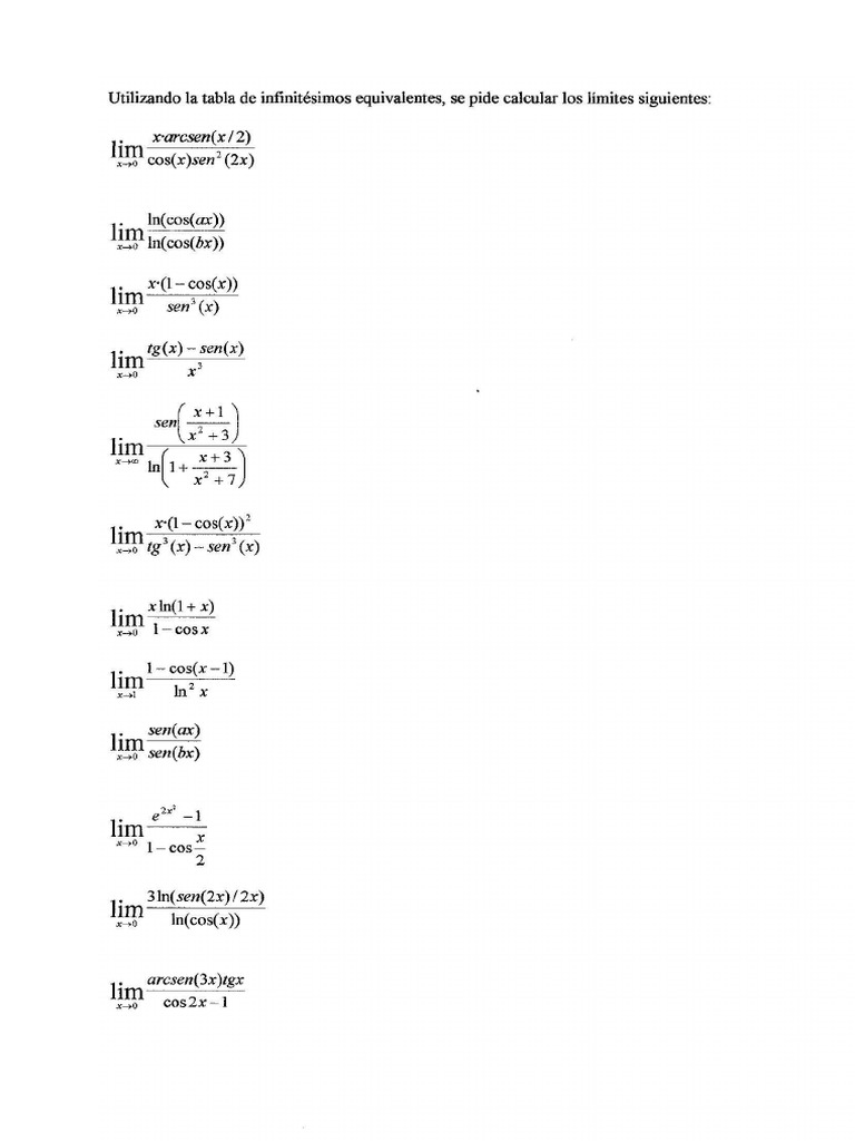 Limites de Infinitesimos Equivalentes | PDF
