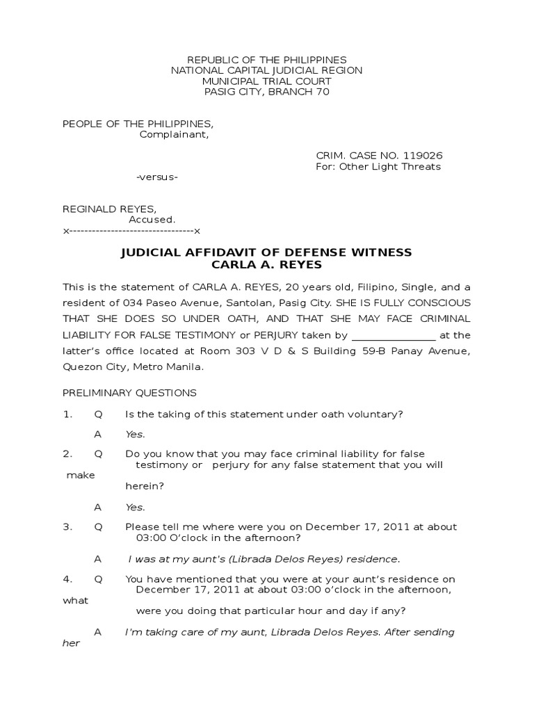 Sample Judicial Affidavit | PDF