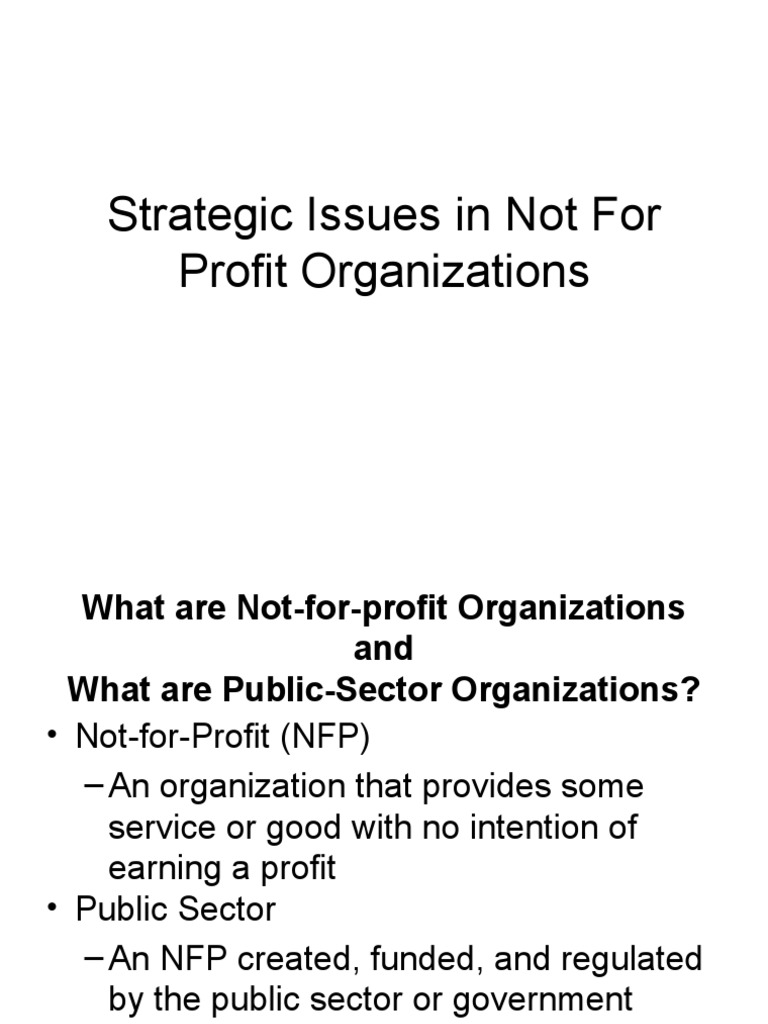 Strategic Issues in Not For Profit Organizations | PDF | Nonprofit ...