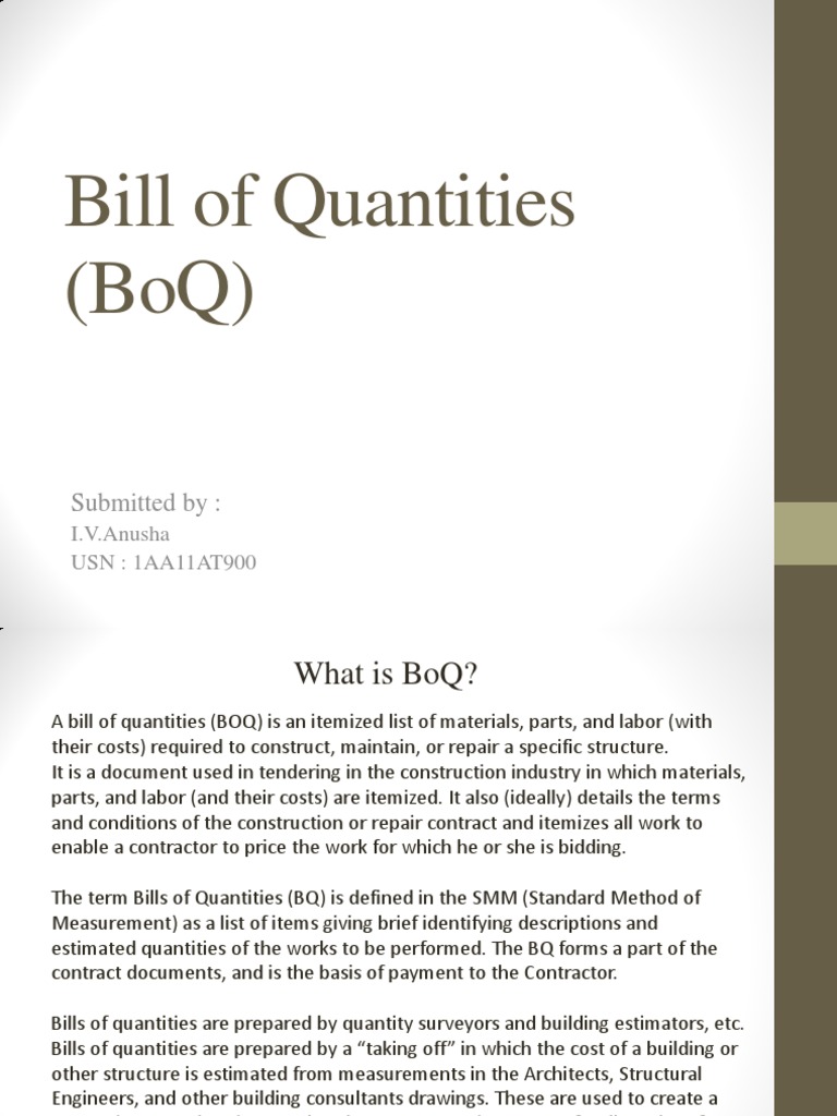 Bill of Quantities (BoQ) | PDF | Business