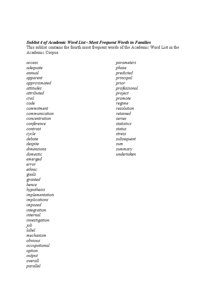 Sublist 4 of Academic Word List | PDF