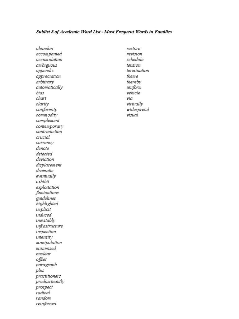 Sublist 8 of Academic Word List | PDF