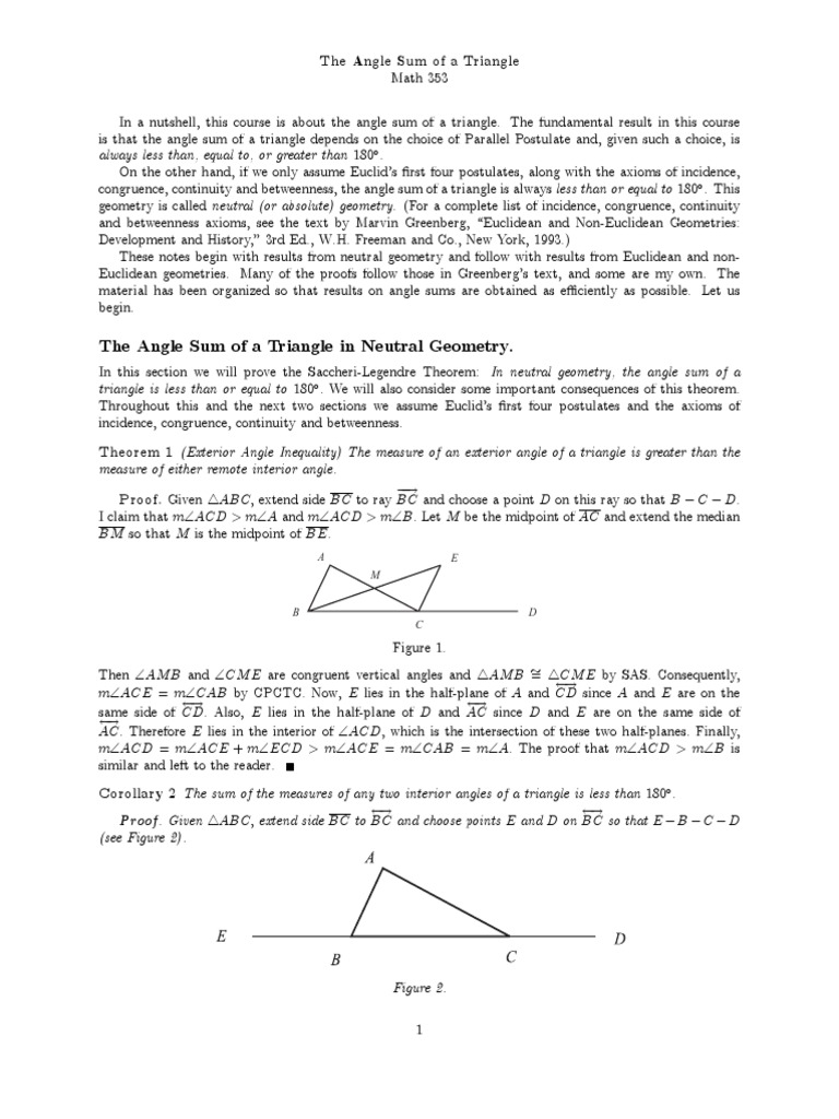Angle Sum | PDF | Triangle | Hyperbolic Geometry