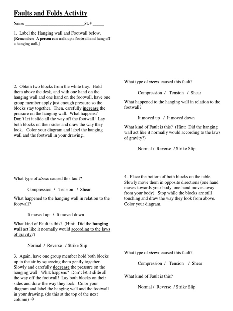 Faults and Folds Activity | PDF | Fault (Geology) | Classical Mechanics