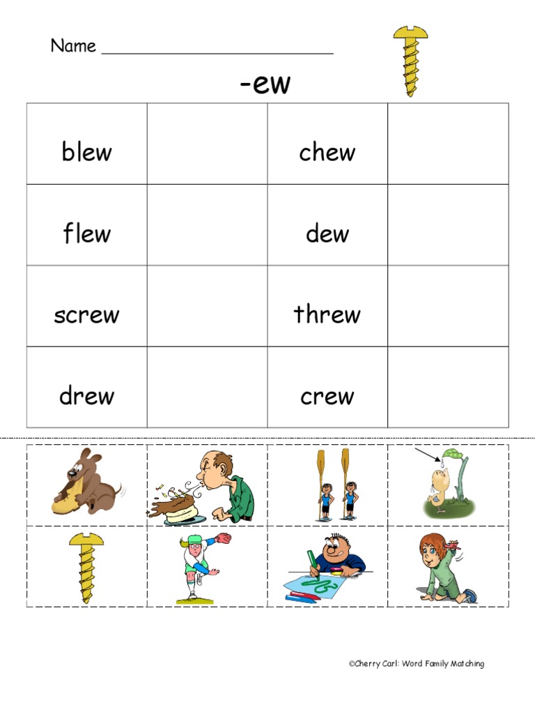 Ew Word Family Worksheet | PDF