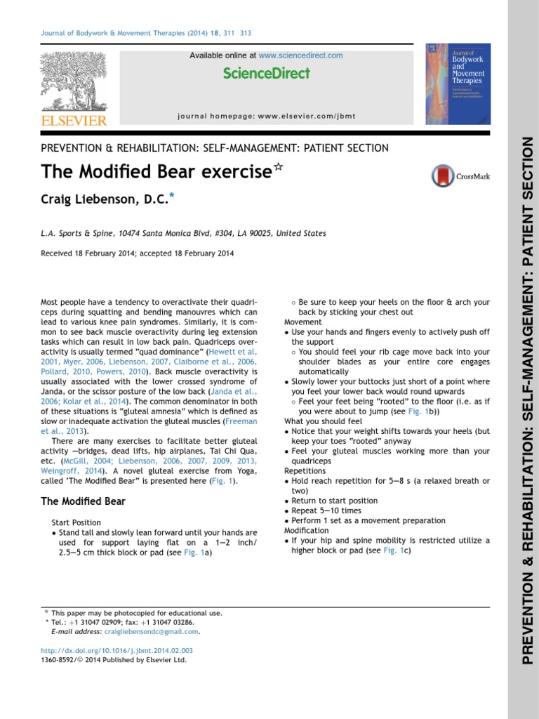 The Bear Exercise | PDF | Knee | Hip