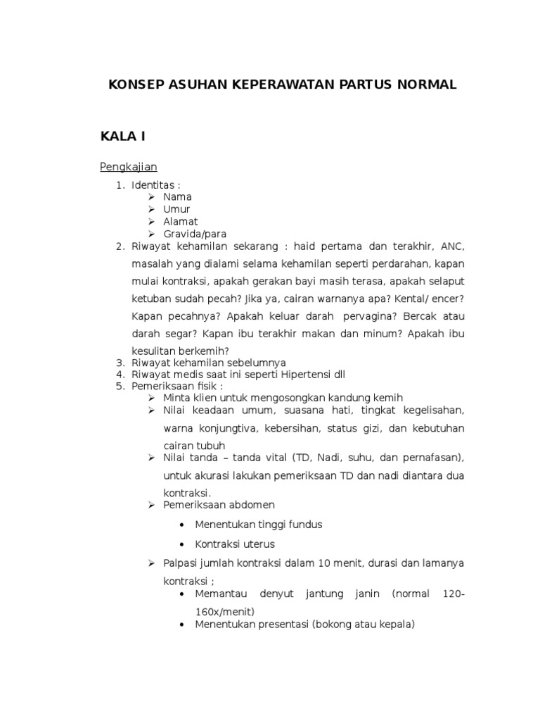 Konsep Asuhan Keperawatan Partus Normal | PDF