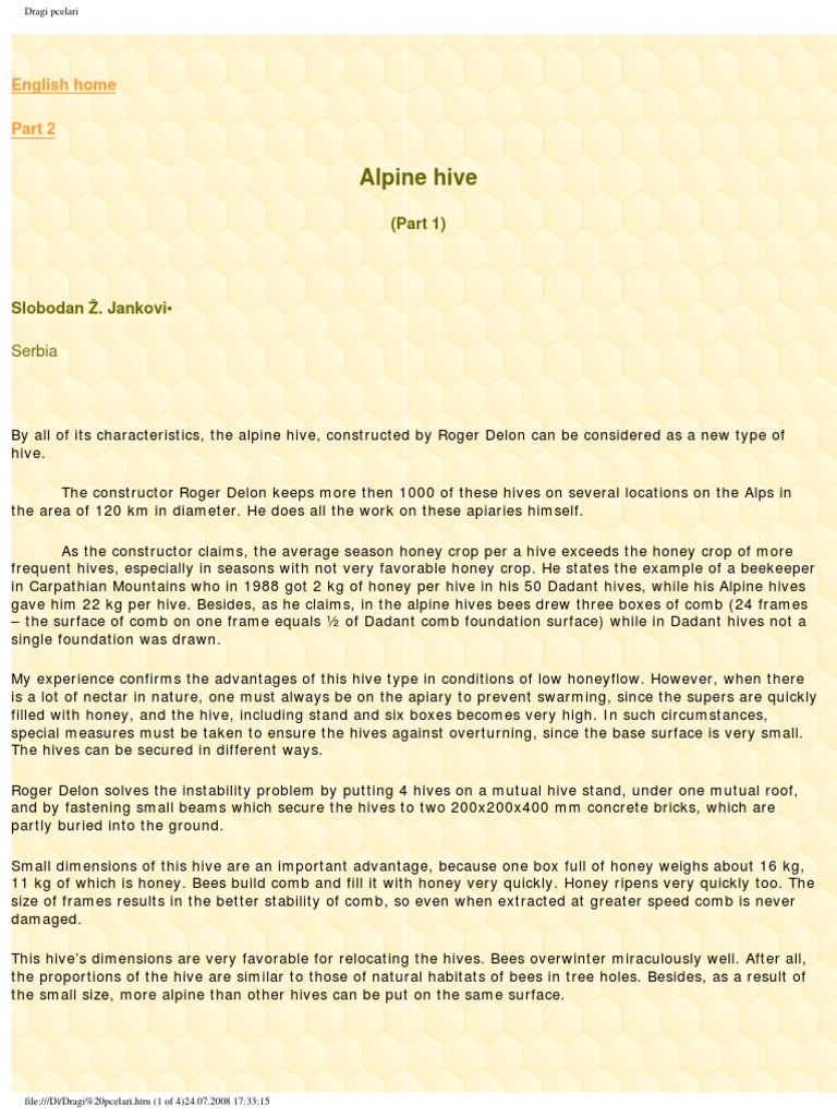 Alpine Hive | PDF | Beehive | Beekeeping