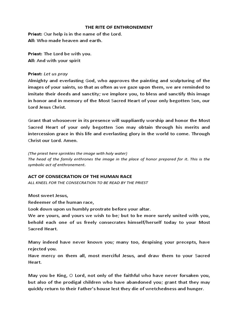 The Rite of Enthronement | PDF | Mary, Mother Of Jesus | Jesus