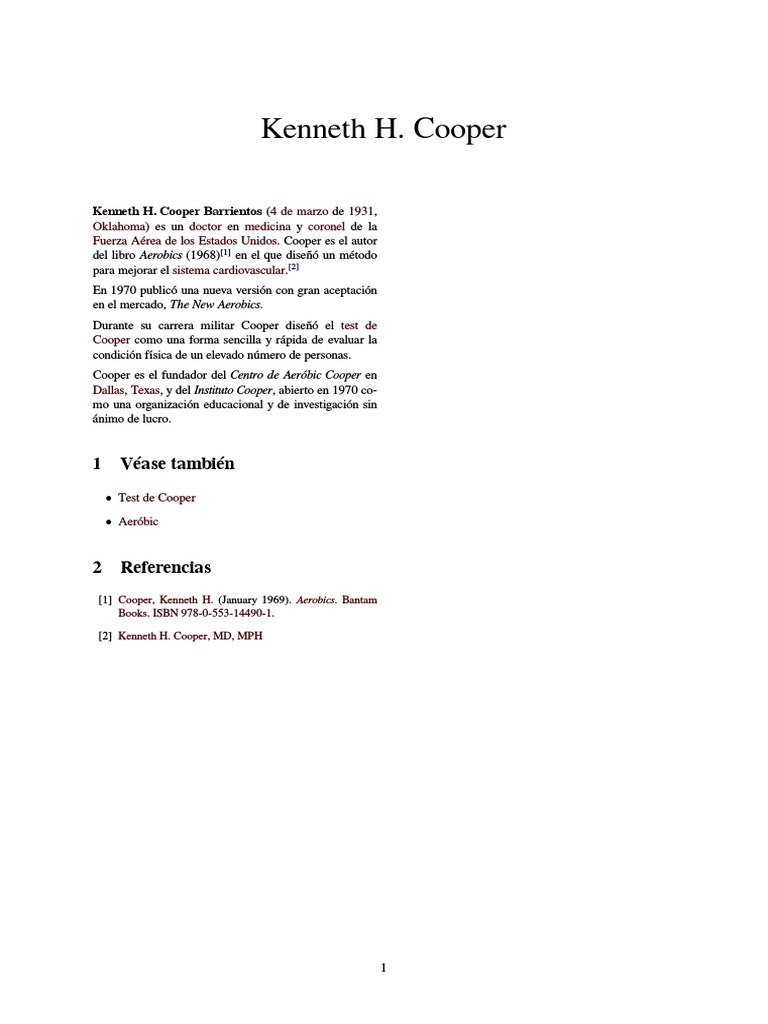Biografía de Kenneth H. Cooper | PDF