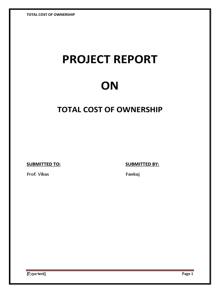 SCM Report - Total Cost of Ownership | PDF | Total Cost Of Ownership ...