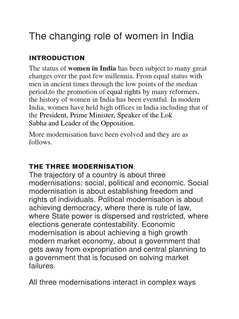 The Changing Role of Women in India | PDF | Modernization Theory ...