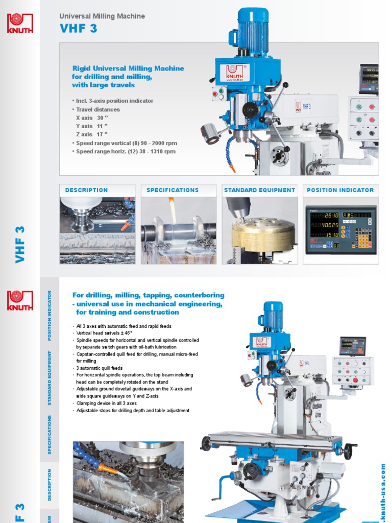 Knuth Milling Machine VHF 3 | PDF | Cartesian Coordinate System | Tools