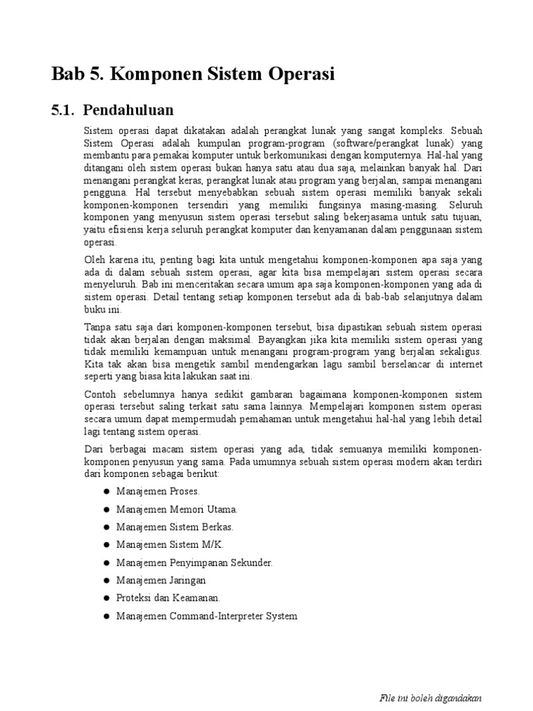 Komponen Sistem Operasi | PDF