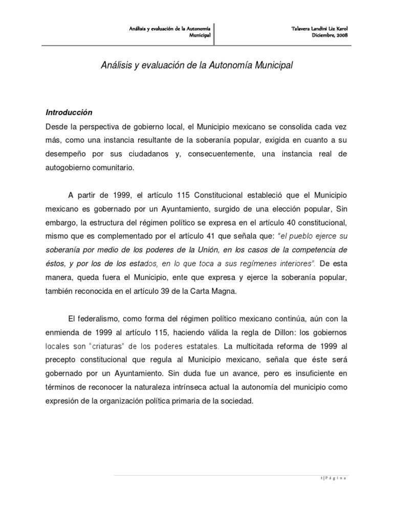 Autonomia Municipal | PDF | Federación | Constitución
