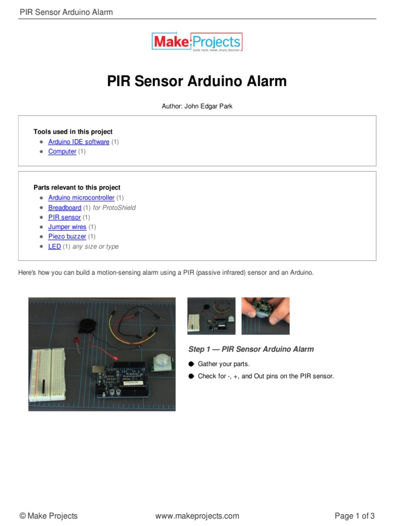 PIR Sensor Arduino Alarm | PDF | Arduino | Computer Engineering